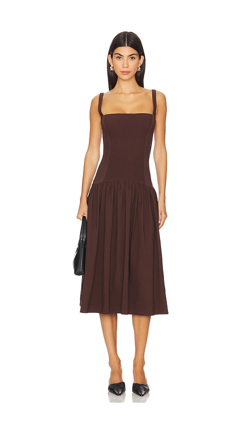 WEWOREWHAT Smocked Drop Waist Midi Dress